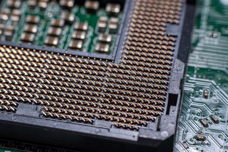 Looking Close Up at the Cpu Socket Pins on the Motherboard Stock Photo ...