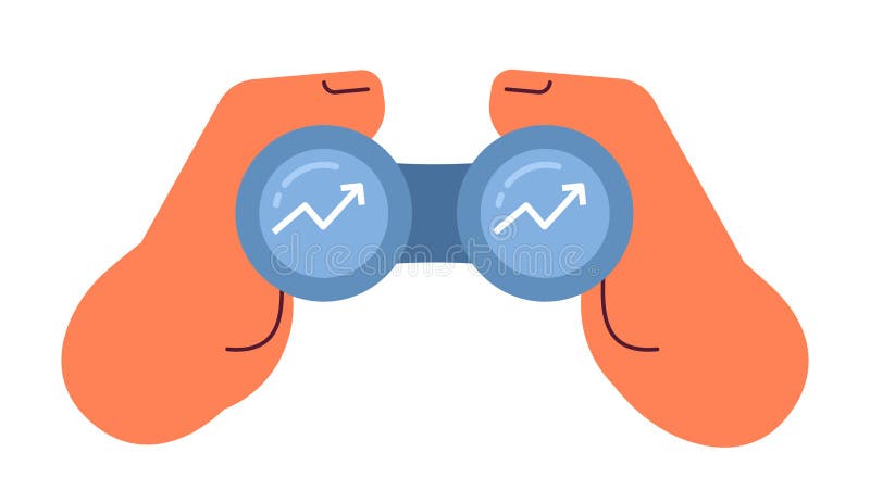 Looking on Diagram through Binoculars Semi Flat Colour Vector Object ...