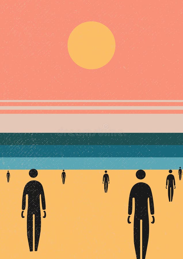 Looking into the Distance, Hope, Illustration in Boho Style, Beach ...