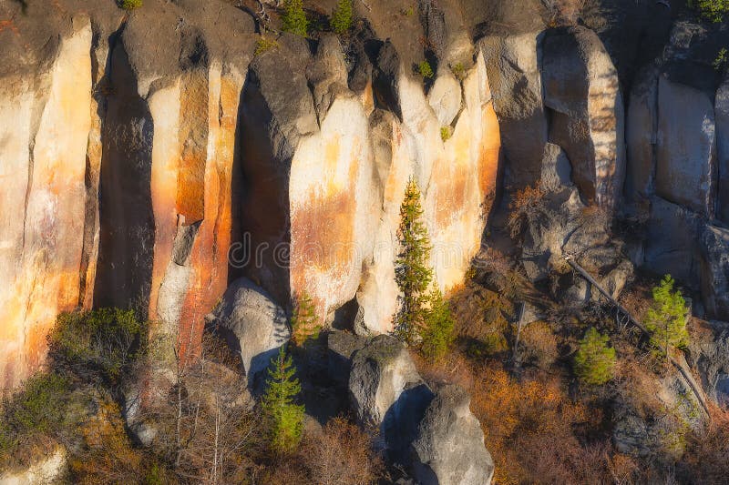 Cliffs in Canyon Near Crater Lake Stock Image - Image of morning ...