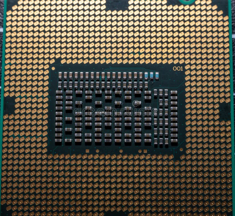 Looking Down at the Cpu Socket Gold Plates on the Cpu Stock Image ...