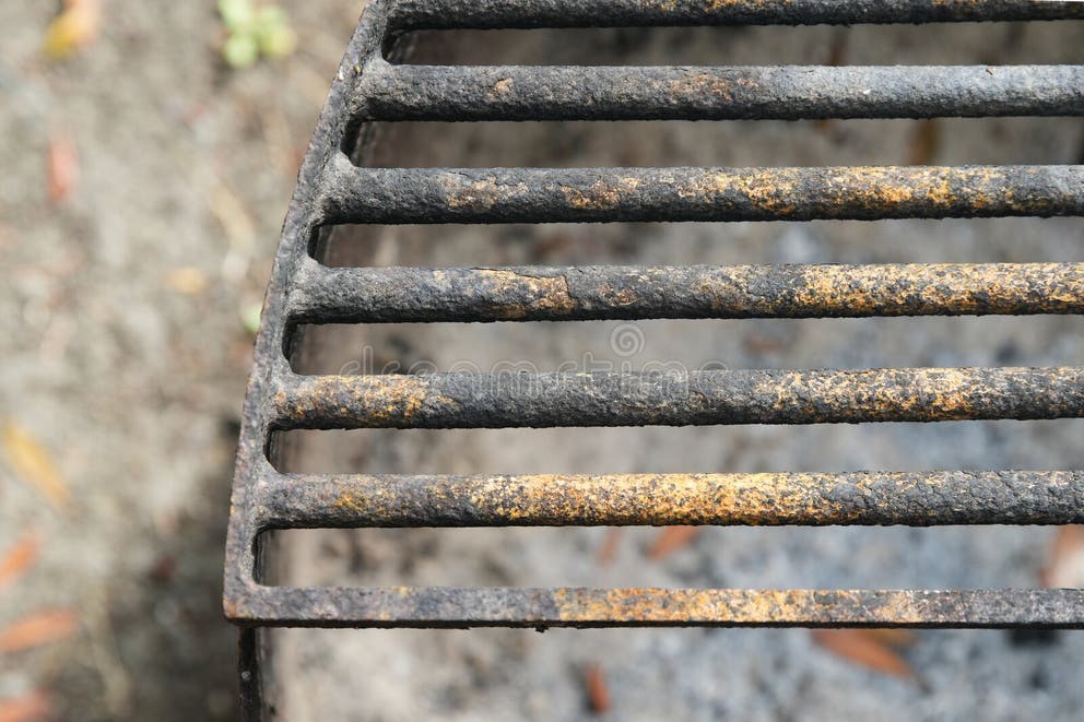 Looking Down at a Fire Pit Grate for Cooking Stock Image - Image of ...
