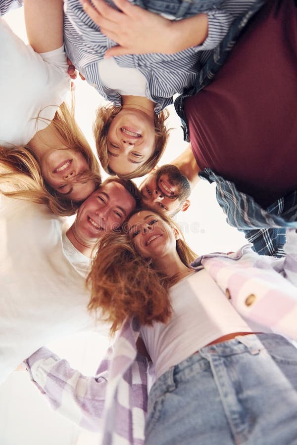Looking Down. Group of Friends Standing Together Stock Image - Image of ...