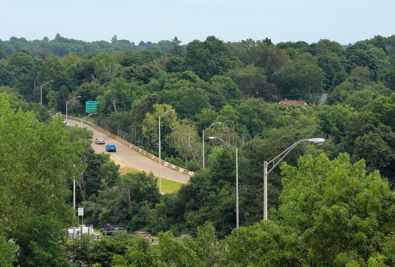 Looking Down at the Highway Below Stock Image - Image of light ...