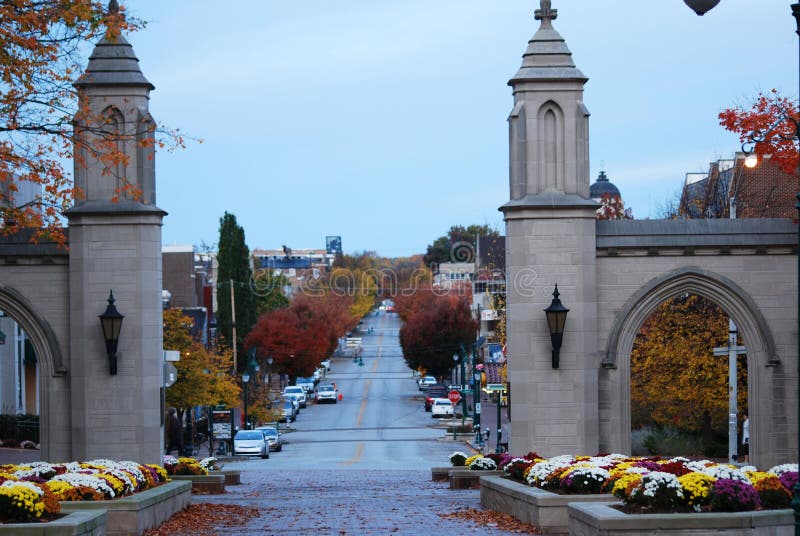 Indiana University Sample Gates in the Fall Looking Down the Main Road ...