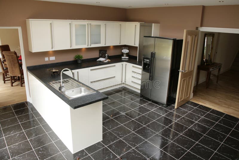 Looking Down at the Kitchen Stock Image - Image of flowers, living ...