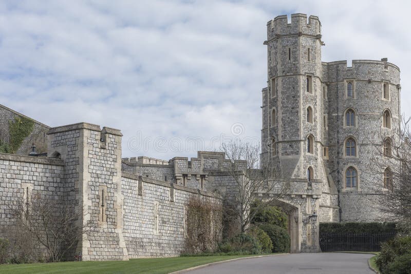 Looking Down a Lane at the Turrets of a Castle Stock Image - Image of ...