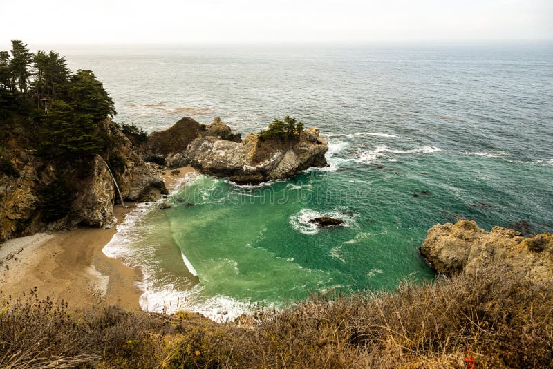 Looking Down on McWay Falls in the Fall Stock Image - Image of waters ...