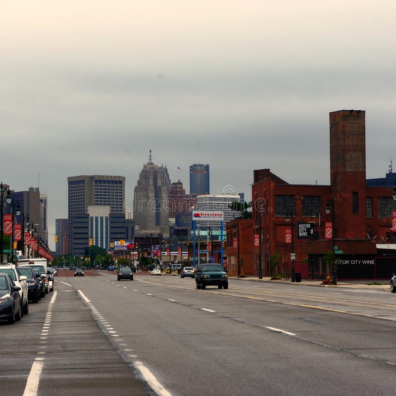 Looking Down Michigan Avenue Toward Downtown Detroit Editorial Stock ...