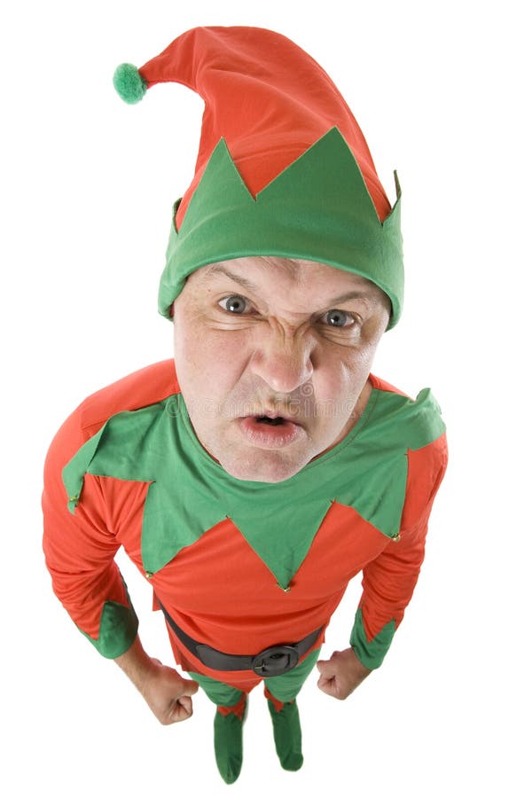 Little Angry Christmas Elf. Stock Image - Image of xmas, costume: 127486753