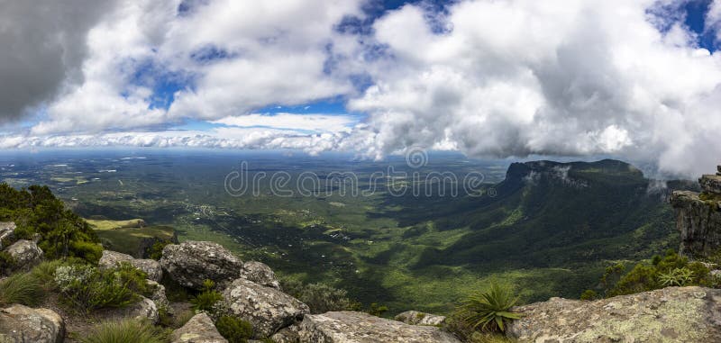 Looking Down from the Mountain Under the Clouds Stock Photo - Image of ...