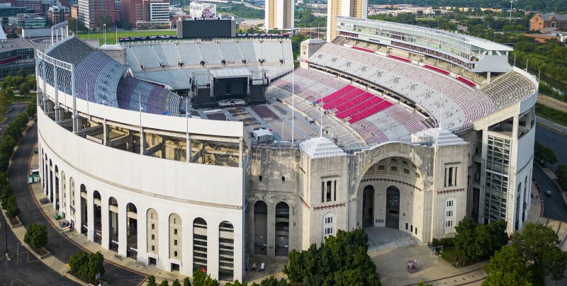 Looking Down at the Ohio State Unerversity Stadium Set Up for a Concert ...