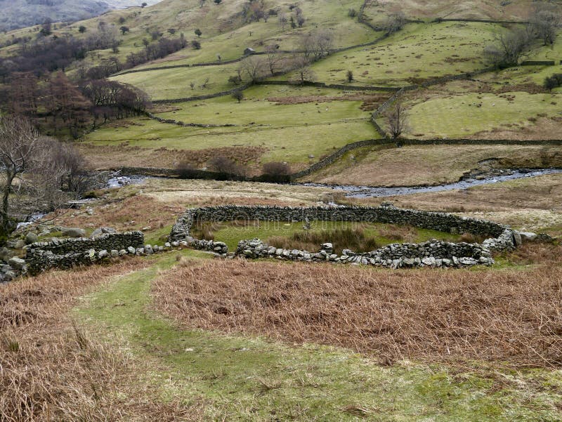 Sheepfold With A Stone Wall To Keep In Livestock Next To Jaraba Stock ...