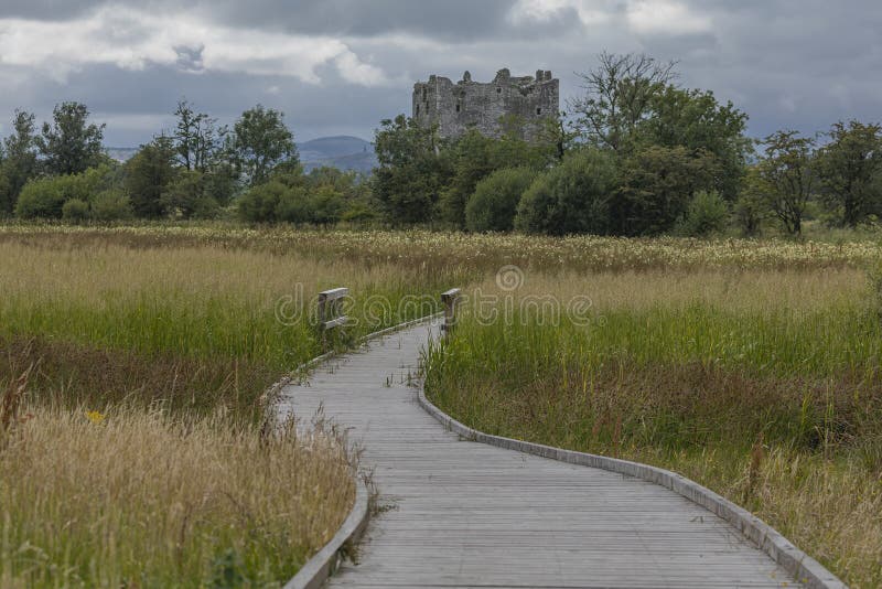 Looking Down a Pathway Towards a Derelict Castle Stock Photo - Image of ...