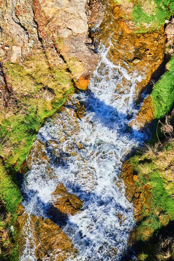Looking Down on River of Cascading Waters Stock Image - Image of stream ...