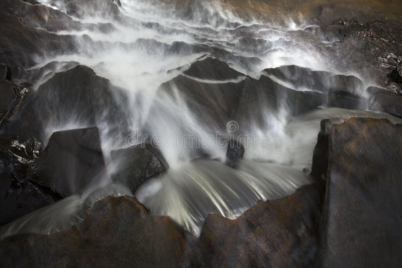 Looking Down the Top of a Waterfall Stock Photo - Image of winter ...