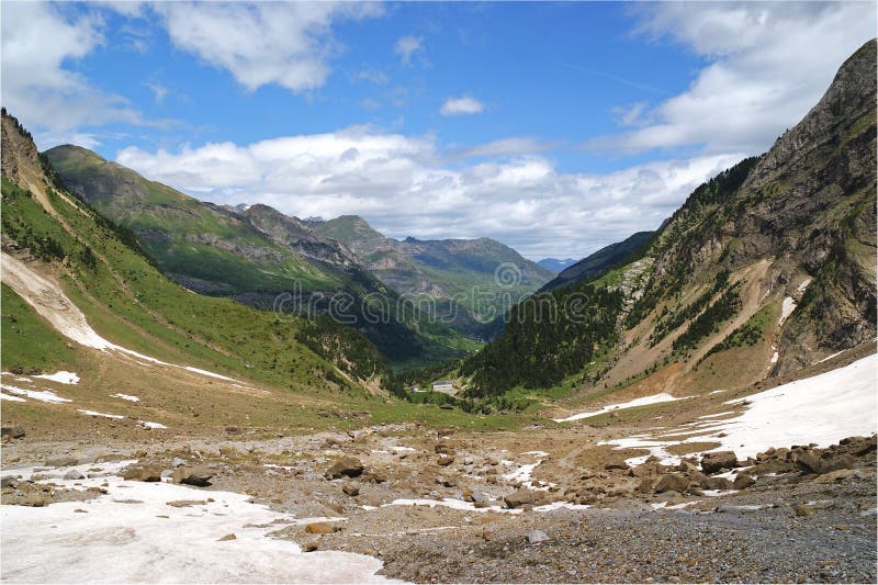 Looking Down Valley from Cirque De Gavarnie Stock Image - Image of peak ...