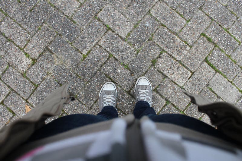 Looking down stock image. Image of shirt, stone, view - 78833887