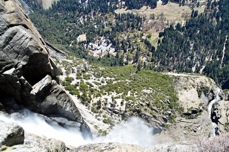 Looking Down Yosemite Waterfall Stock Image - Image of spray, landscape ...