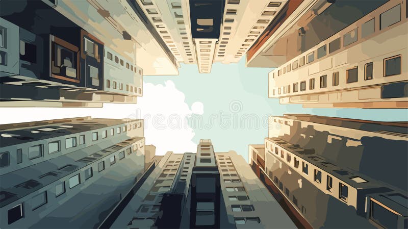 Looking Down from the Window of a Tall Building Stock Vector ...