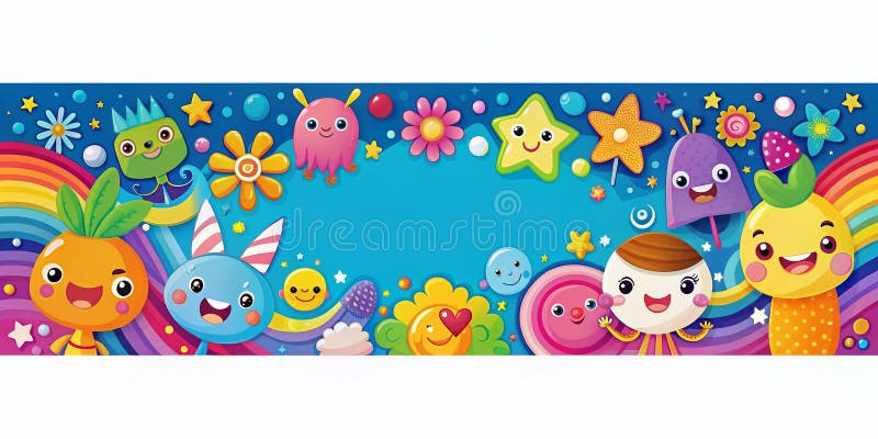 Vibrant Cartoon Banner Design Elements Perfect for Kids Websites Social ...