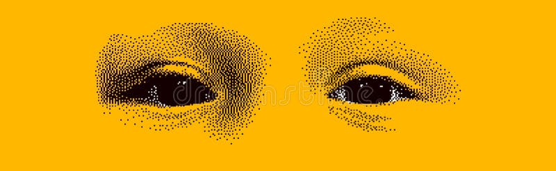 Looking Eyes 8 Bit Dotted Design Style Vector Abstraction, Human Face ...