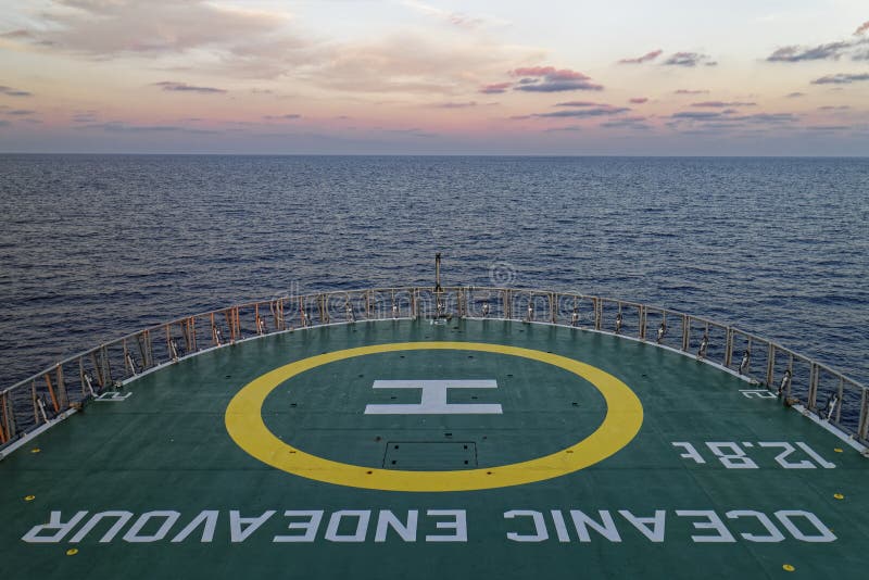 Helideck on the Vessel for Helicopter Landing Stock Image - Image of ...