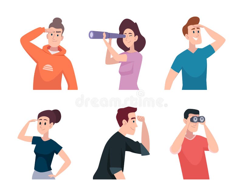 Looking Forward. Happy Purposeful People Holding Hands Forehead and ...