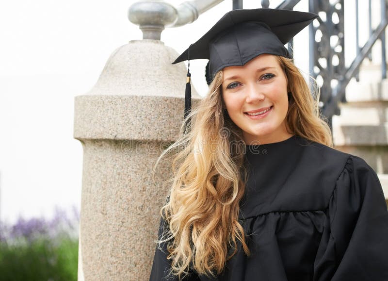 Looking Forward To Her Future. Inspired Young Graduate after Graduation ...