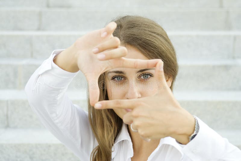 Looking through frame stock photo. Image of females, caucasian - 15215222