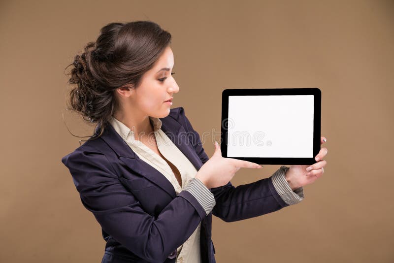 Girl with a Tablet in Hands Stock Image - Image of model, lady: 103362445