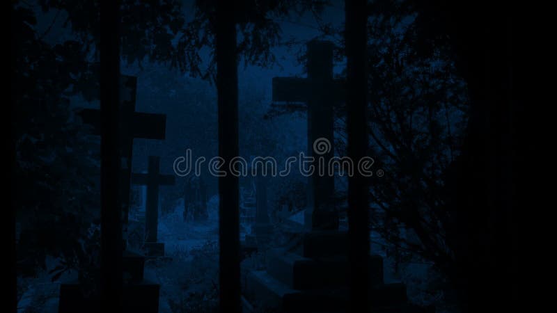 Looking into Graveyard Late at Night Stock Video - Video of gravestone ...