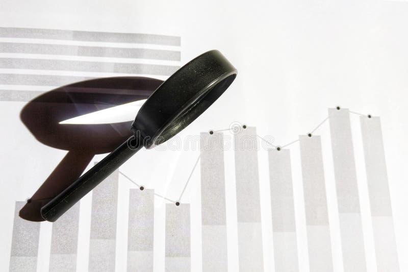 Looking at Growth Chart with Magnifying Glass. Graphs, Charts and ...