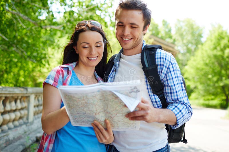 Looking at guide stock photo. Image of women, route, travel - 61117746