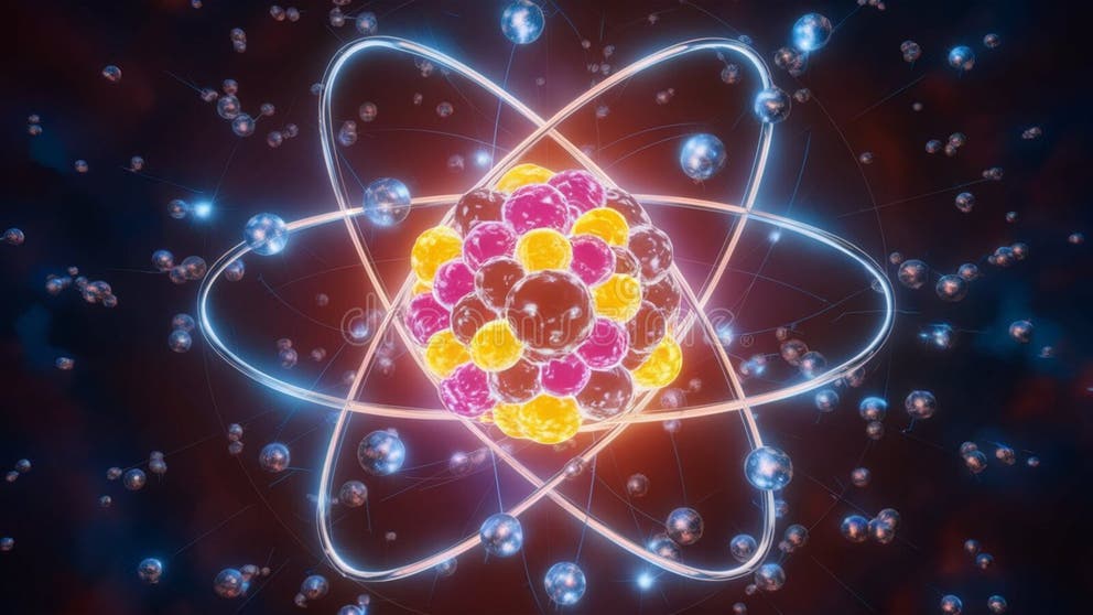 Looking Inside the Atom Nucleus, Protons, Neutrons, Electrons. Atomic ...