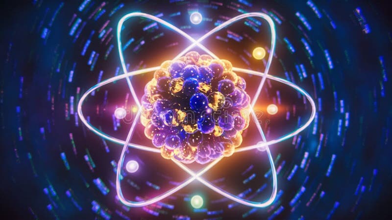 Looking Inside the Atom Nucleus, Protons, Neutrons, Electrons. Atomic ...