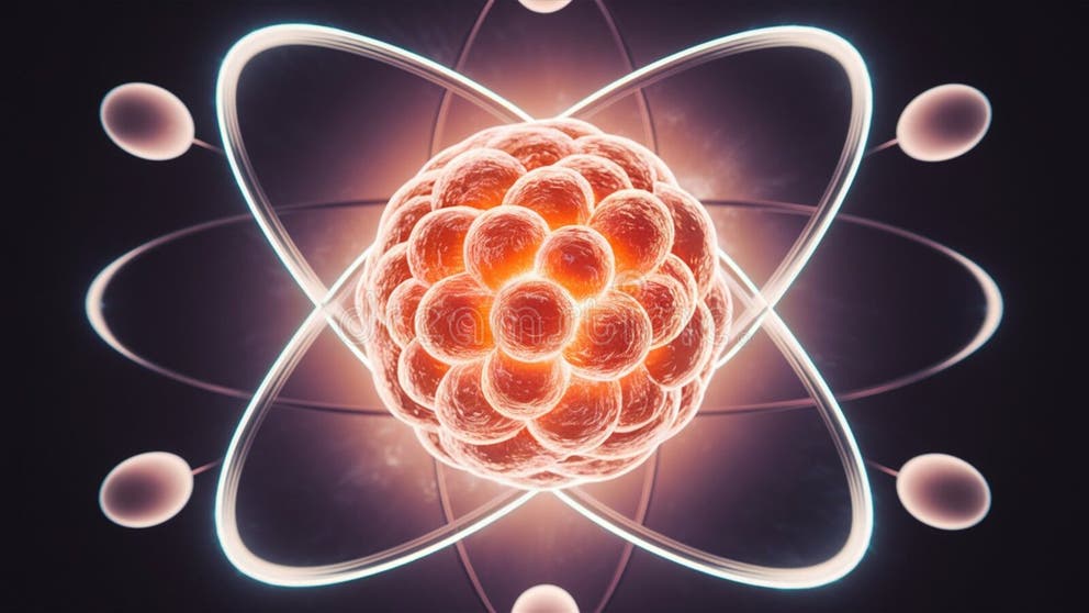 Looking Inside the Atom Nucleus, Protons, Neutrons, Electrons. Atomic ...