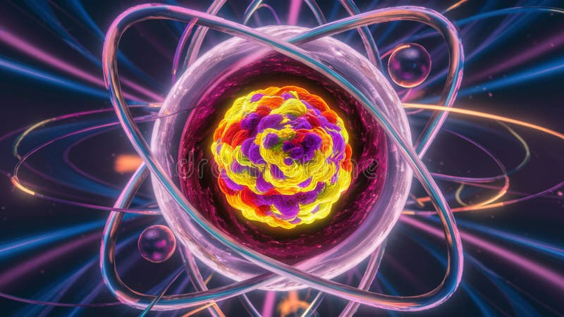 Looking Inside the Atom Nucleus, Protons, Neutrons, Electrons. Atomic ...