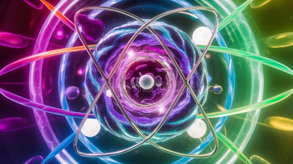 Looking Inside the Atom Nucleus, Protons, Neutrons, Electrons. Atomic ...