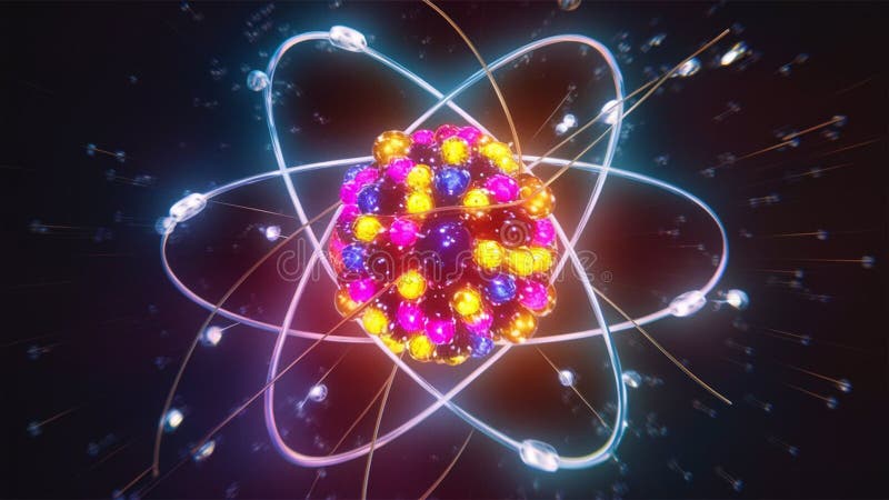 Looking Inside the Atom Nucleus, Protons, Neutrons, Electrons. Atomic ...