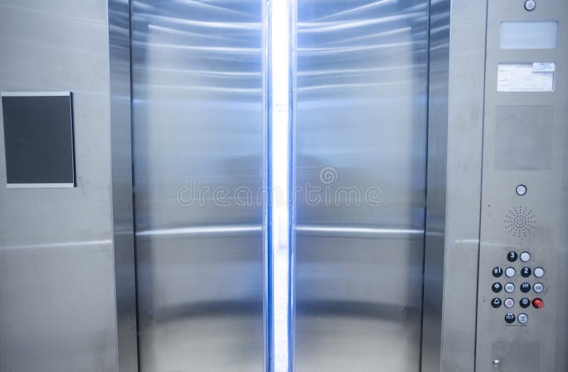 Looking from Inside an Elevator To the Outside with the Doors Partially ...