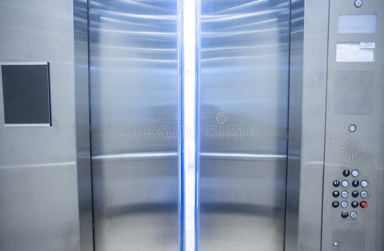 Looking from Inside an Elevator To the Outside with the Doors Partially ...