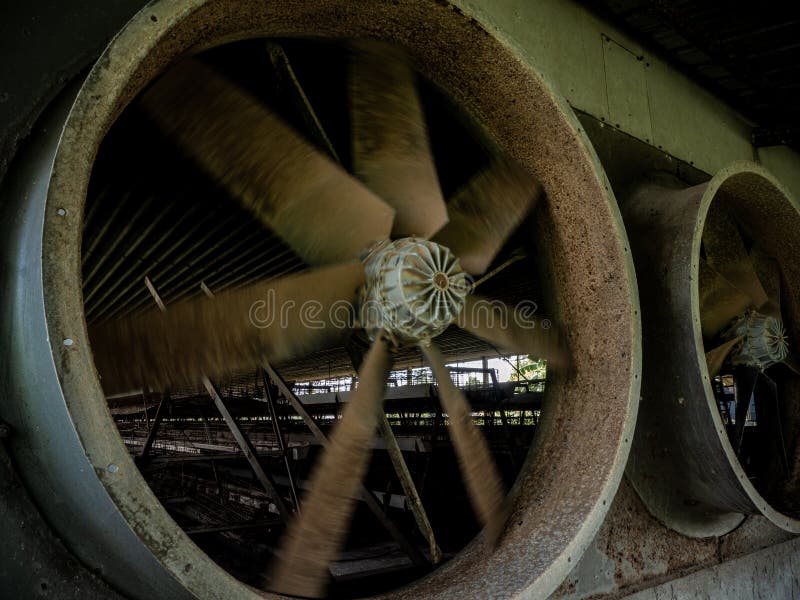 Inside the Livestock House through the Space of the Exhaust Fan Blade ...