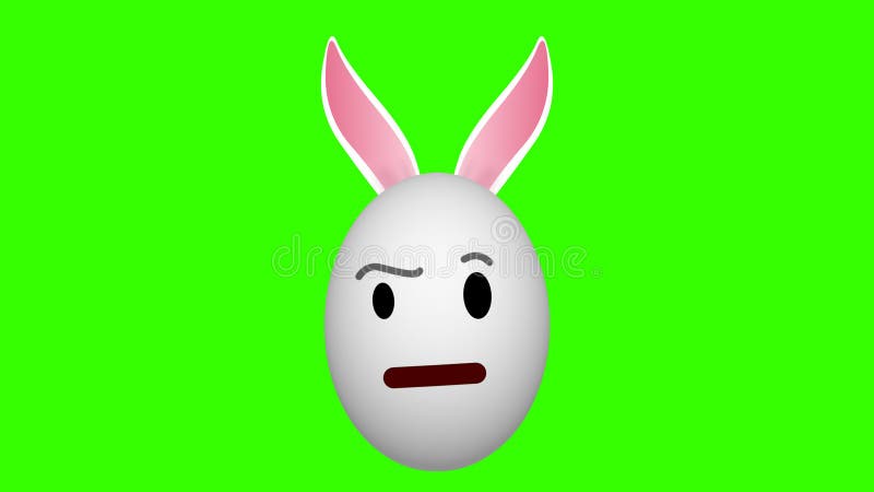 Looking Left Side with Eye Brow Facial Expression Egg on Green Screen ...