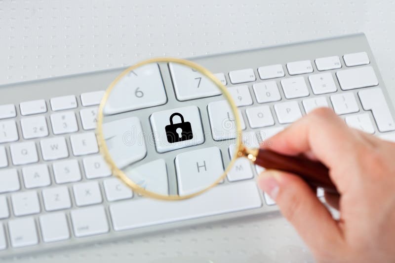 Looking at Lock Key through Magnifying Glass Stock Image - Image of ...