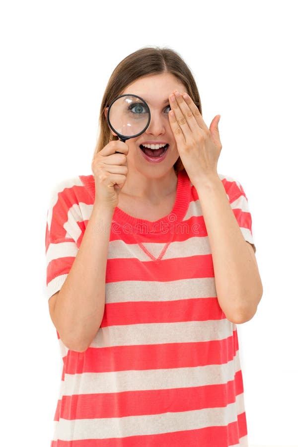 Looking through a Magnifying Glass Stock Image - Image of face ...