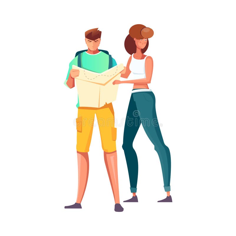 Looking on Map Composition stock vector. Illustration of mystery ...