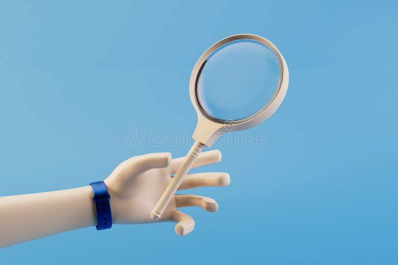 Looking at Objects in a Magnifying Glass. Hand Holding a Magnifying ...