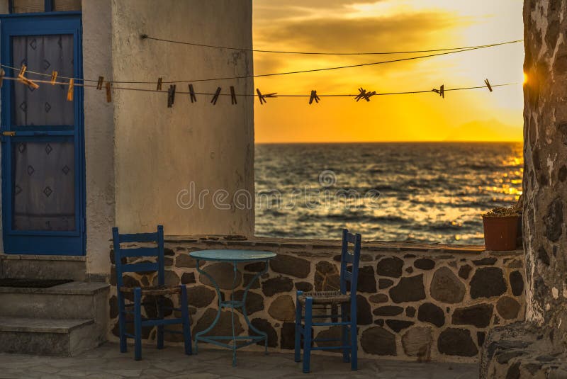 Looking through Open Terrace on the Sea Stock Image - Image of blue ...