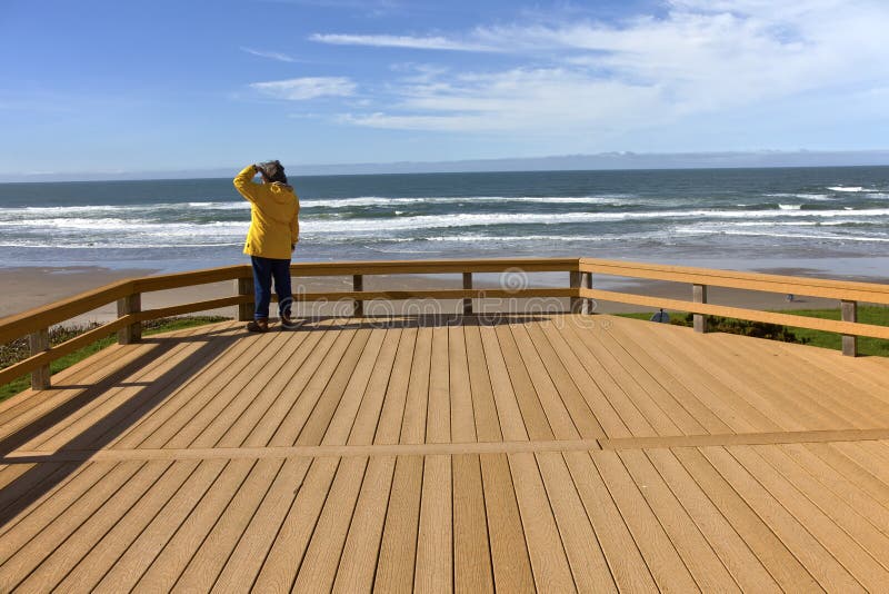 Looking Out on the Beach Oregon Coast. Stock Image - Image of clouds ...